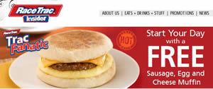FREE Sausage, Egg and Cheese Muffin at RaceTrac - I Crave Freebies